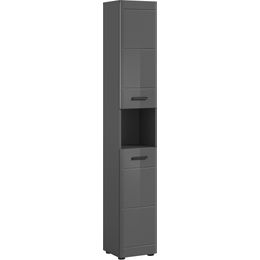 Hochschrank Welltime, B:30cm H:180cm T:30cm, grau, FSC-zertifizierter Holzwerkstoff, Badezimmer, Schr&auml;nke, "Doux, H&ouml;he 180 cm, 2 T&uuml;ren, 1 offenes
