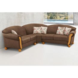 Ecksofa Home Affaire, B:233cm H:83cm T:233cm, braun, Wohnzimmer, Sofas, "Milano, bequem mit Federkern, B/T/H 233/233/83cm, Landhausstil, L-Form",