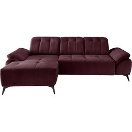 Ecksofa Home Affaire, B:280cmbordeaux, 100% Polyester, Wohnzimmer, Sofas, "Fiore"