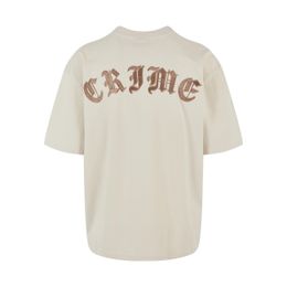 DROPSIZE Herren T-Shirt "Dropsize Herren Heavy Oversize Crime T-Shirt", beige, Gr. XL, bedruckt, 100% Baumwolle, Shirts