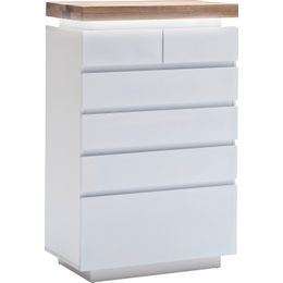 Kommode MCA furniture, B:73cm H:114cm T:40cm, wei&szlig;, MDF, Massivholz, Schlafzimmer, Sideboards, "Romina", mit LED Beleuchtung wei&szlig; dimmbar, inkl.