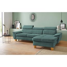 Ecksofa, B:280cm H:79cm T:167cm, blau, exxpo - SOFA FASHION, Luxus-Microfaser Vintageoptik (100% Polyester);Webvelours (92% Polyester, 8% Nylon),