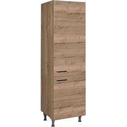 Hochschrank Nobilia, B:60cm H:216,6cm T:58,3cm, braun, K&uuml;che, Schr&auml;nke, ""Structura", Ausrichtung w&auml;hlbar, mit zwei T&uuml;ren, vormontiert", Breite/H&ouml;he:
