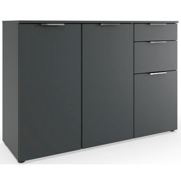Kombikommode wimex, B:122cm H:84cm T:41cm, grau, Spanplatte, Schlafzimmer, Sideboards, "Level by fresh to go", 3-t&uuml;rig, mit 2 Schubladen und
