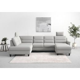 Sit & More Wohnlandschaft SIT & MORE, B:325cm H:90cm T:187cm, silber, Sofas, "Far&ouml; U-Form", inklusive Federkern, wahlweise mit Bettfunktion und Bettkasten