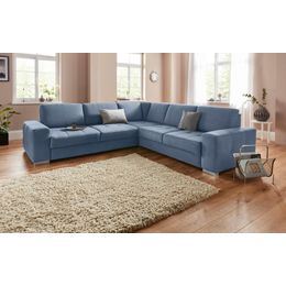 Sit & More Ecksofa SIT & MORE, B:276cm H:82cm T:271cm, blau, Struktur (100% Polyester);Struktur fein (95% Polyester, 5% Polyamid), Wohnzimmer, Sofas, "Santorini