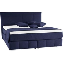 Boxspringbett Alina, B:188cm L:214cm, blau, Chenille GCP (100% Polyester), Jugendzimmer, Komplettbetten, "Luga", 188 cm breit, inkl. Matratze und