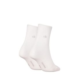 Damen Socken "CK WOMEN SHORT SOCK 2P ROLL TOP", Calvin Klein Jeans, Gr. 39, wei&szlig;, Baumwollmischung, Socken