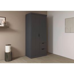 Kleiderschrank Rauch, B:91cm H:203cm T:56cm, grau, Holzwerkstoff, Kinderzimmer, Schr&auml;nke, "Dreht&uuml;renschrank Schrank Garderobe W&auml;scheschrank