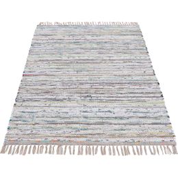 Teppich CarpetFine, B:200cm H:6mm L:290cm, beige, Baumwolle, Polyester, Wohnzimmer, Teppiche, "Kelim Chindi, Wendeteppich", handgewebt,