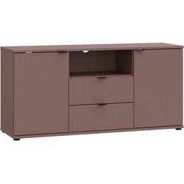 Lowboard FORTE, B:129,8cm H:63,1cm T:41,3cm, orange, Spanplatte, Wohnzimmer, Sideboards, "Ganymede", TV Board, Stauraum, Schublade; Metallgriffe,