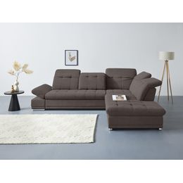Ecksofa COTTA, B:310cm H:86cm T:265cm, schwarz, 100% Polyester, Wohnzimmer, Sofas, "Holiday L-Form mit Sitztiefen-, Armteil- und