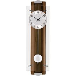 AMS Funk-Pendelwanduhr "F5259/1", B/H/L: 17cm x 66cm, braun, Wanduhren, Quarz,Holz,Buche nussbaumfarben,diamantgedrehtes Zifferblatt,Flur