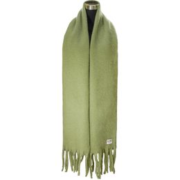 Chillouts Damen XXL-Schal "Govinda Scarf", gr&uuml;n, unifarben, Feinstrick, Kunstfaser, Modet&uuml;cher, mit eleganten Fransen