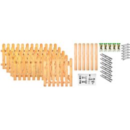 TETZNER & JENTZSCH Lattenzaun "Lakeland 1", H/L: 100cm x 8,74m, Pfosten: 6 Stk., braun, TETZNER & JENTZSCH, Zaunelemente, 4 Elemente, LxH: 874x100 cm