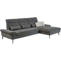 Ecksofa Hukla, B:309cm H:103cm T:193cm, schwarz, 100% recyceltes Polyester, Wohnzimmer, Sofas, "HU-HP22156 L-Form", inkl. Kopfpolsterverstellung,