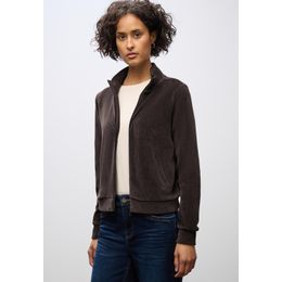 Street One Damen Sweatjackedeep roast braun, Gr. 46, unifarben, Cord, Obermaterial: 67% Baumwolle, 28% Polyester, 5% Elasthan, Sweatjacken, Cord, mit