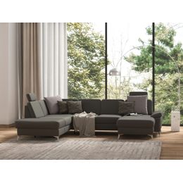 Sit & More Wohnlandschaft SIT & MORE, B:340cm H:89cm T:228cm, braun, Sofas, "Padua U-Form", inklusive Sitztiefenverstellung, Armteilfunktion und Federkern