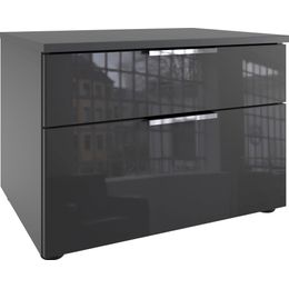 Nachtkommode wimex, B:54cm H:39cm T:41cm, grau, Spanplatte, Sideboards, "Level36 C by fresh to go", mit Glaselementen auf der Front, soft-close