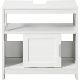 Waschbeckenunterschrank Welltime, B:60cm H:60cm T:30cm, wei&szlig;, MDF, Badezimmer, Schr&auml;nke, "Hamburg", Badm&ouml;bel mit Schiebet&uuml;ren, Ablage und