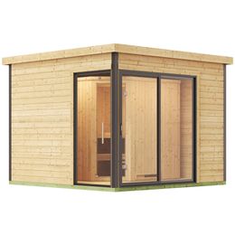 Weka Saunahaus "412", Saunaofen, integrierte Steuerung, 9 kW, beige, Garten, Saunen