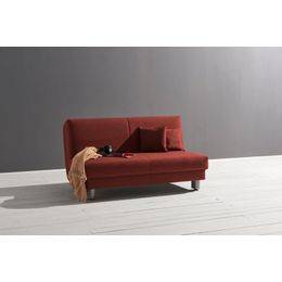 ell+ell Schlafsofa ELL + ELL, B:160cm T:100cm, rot, Jugendzimmer, Sofas, "Enny", Liegefl&auml;che Breite 155 cm, Liegeh&ouml;he 40 cm, F&uuml;&szlig;e alufarben