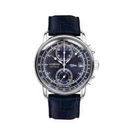 Zeppelin Herren Chronograph "100 Jahre", blau, Armbanduhren, Quarzuhr, Armbanduhr, Herrenuhr, Made in Germany, Lederarmband
