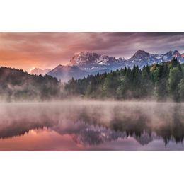 papermoon Fototapete "Photo-Art ANDREAS WONISCH, SONNENAUFGANG AM SEE", B/L: 4m x 2,6m, Bahnen: 8 Stk., bunt, Schlafzimmer, Tapeten