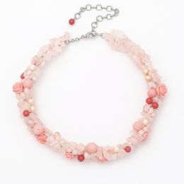 Damen Kette mit Anh&auml;nger "Rosalia", rosa, Basic, Collezione Alessandro, Glas, Halsketten, Romantisches Bl&uuml;tendesign mit Glassteinen