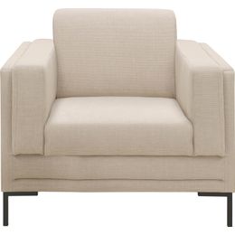 Sessel, B:97cm H:82cm T:90cm, beige, LOOKS by Wolfgang Joop, 100% Polyester, Wohnzimmer, Sessel, "LOOKS VII", klare Linien, edles Design