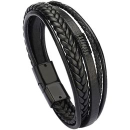 Firetti Damen Lederarmband "Schmuck Geschenk Armschmuck Armkette", 21,5cm, Leder Zink, schwarz, Leder, Zink, Armb&auml;nder, Made in Germany