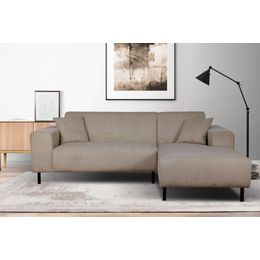 Ecksofa Home Affaire, B:235cm H:81cm T:163cm, grau, 100% Polyester, Wohnzimmer, Sofas, "ARROS L-Form mit Wellenunterfederung, Ma&szlig;e B/T/H: 235/163/81
