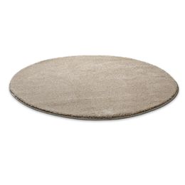 Hochflor-Teppich Wecon Home, H:25mm &Oslash;:120cm, beige, Polyester, Teppiche, "Manta", Langflor, maschinell gewebt, robust, Wohn- & Schlafzimmer, einfarbig