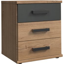 Nachtkommode wimex, B:46cm H:55cm T:40cmplankeneiche nachbildung, absetzung grafit, Spanplatte, Sideboards, "Cork, 46/55/40cm, Nachtschrank Made in