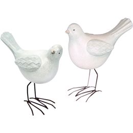 I.GE.A. Weihnachtsfigur "Vogel aus Terrakotta mit Glitzer, 2er Set, wei&szlig;, H&ouml;he ca. 18 cm", B/H/T: 17cm x 18cm x 8cm, wei&szlig;, Dekofiguren,