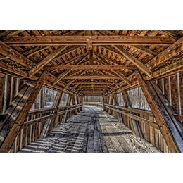 papermoon Fototapete "Holzbr&uuml;cke", B/L: 3,5m x 2,6m, Bahnen: 7 Stk., bunt, Schlafzimmer, Tapeten
