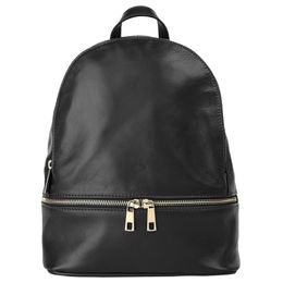 Pike PIK&Eacute; Damen Cityrucksack, schwarz, Leder, Rindsleder, Rucks&auml;cke, echt Leder, Made in Italy