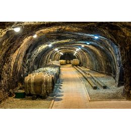 papermoon Fototapete "Tunnel mit F&auml;ssern", B/L: 4,5m x 2,8m, Bahnen: 9 Stk., bunt, Schlafzimmer, Tapeten