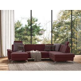 Sit & More Wohnlandschaft SIT & MORE, B:340cm H:89cm T:228cm, rot, Sofas, "Padua U-Form", inklusive Sitztiefenverstellung, Armteilfunktion und Federkern
