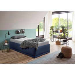 Polsterbett, B:126cm H:34cm L:206cm, blau, Westfalia Schlafkomfort, Bezug Bett: Veloursstoff 100% Polyester oder Microfaser (100%