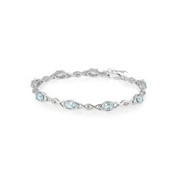 VIRA JEWELS Damen Armband "925-Sterling Silber rhodiniert Gl&auml;nzend Blautopas beh. Blau", 19cm, Silber 925 (Sterlingsilber), wei&szlig;, Silber 925