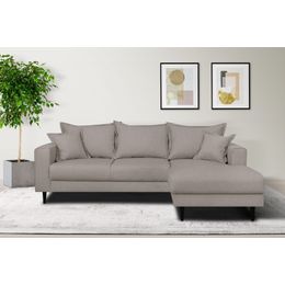 Ecksofa Home Affaire, B:230cm H:76cm T:150cm, grau, 100% Polyester, Wohnzimmer, Sofas, "VEYRAS L-Form, hoher Sitzkomfort, Ma&szlig;e B/T/H: 230/150/76 cm",
