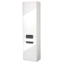 Hochschrank Welltime, B:40cm H:154cm T:27cm, grau, Holzwerkstoff, MDF, Badezimmer, Schr&auml;nke, "Siena", Breite 40 cm, mit hochgl&auml;nzenden Fronten in wei&szlig;