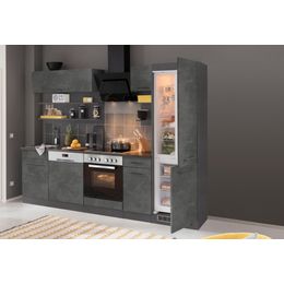 KOCHSTATION "KS-Tulsa" ohne E-Ger&auml;te, Breite 270 cm, schwarze Metallgriffe, MDF Fronten