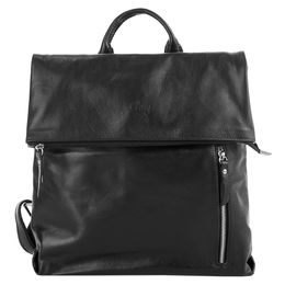 CLUTY Damen Cityrucksack, schwarz, Leder, Rindsleder, beschichtet, leicht gl&auml;nzend, Rucks&auml;cke, echt Leder, Made in Italy