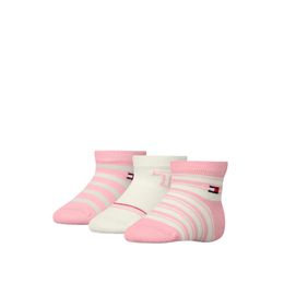 Tommy Hilfiger M&auml;dchen Socken "TH BABY SOCK 3P GIFTBOX STRIPE", Gr. 19, rosa, Obermaterial: 77% Baumwolle, 22% Polyamid, 1% Elasthan, Socken