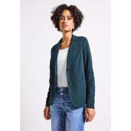 Street One Damen Kurzblazer, blau, Gr. 46, unifarben, Web, Obermaterial: 93% Baumwolle, 7% Elasthan; Futter: 100% Elasthan, Blazer, aus Baumwolle mit