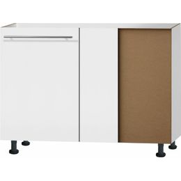 Eckunterschrank Optifit, B:100cm H:87cm T:58,4cm, wei&szlig;, K&uuml;che, Schr&auml;nke, "Bern", 100 cm breit, mit 1 T&uuml;r mit h&ouml;henverstellbaren F&uuml;&szlig;en, mit Metallgriff