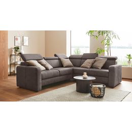 Sit & More Ecksofa SIT & MORE, B:247cm H:84cm T:227cm, braun, Wohnzimmer, Sofas, "Bologna L-Form", Kopfteilverstellung, wahlweise mit Bettfunktion und