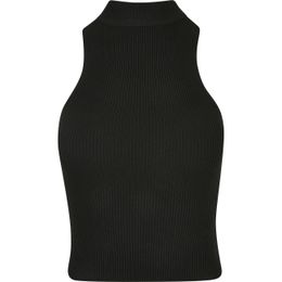 Tanktop Urban Classics "Urban Classics Damen Ladies Short Rib Knit Turtleneck Top", Damen, Gr. 4XL, schwarz, 35% Polyacryl, 35% Viskose, 30% Polyamid, unifarben, slim fit, Tops Tanktop